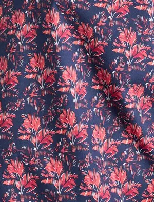 SYNRGY BY DXL Big & Tall Sketch Leaf Print Sport Shirt - Blue Multi