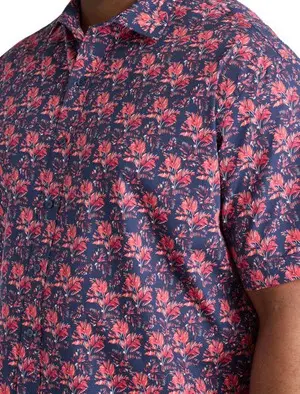 SYNRGY BY DXL Big & Tall Sketch Leaf Print Sport Shirt - Blue Multi