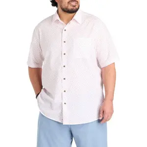 OAK HILL BY DXL Big & Tall Micro Leaf Seersucker Sport Shirt - White