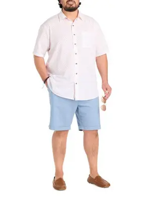 OAK HILL BY DXL Big & Tall Micro Leaf Seersucker Sport Shirt - White