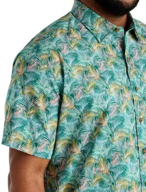 OAK HILL BY DXL Big & Tall Palm Leaf Sport Shirt - Multi