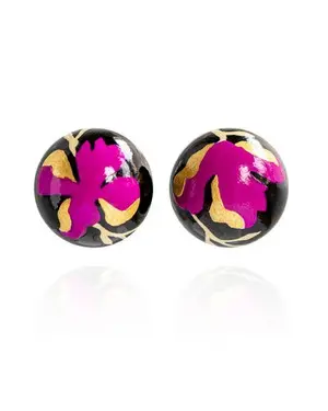 SAULE LABEL Gaia Floral Motif Statement Stud Earrings - Fuchsia Nightfall