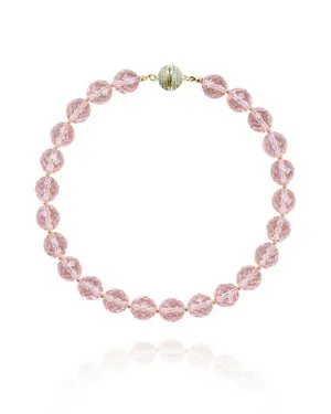 SAULE LABEL Leni Grande Necklace With Beaded, Pave, And Sculptural Elements Blush
