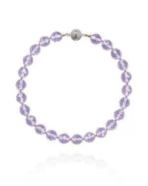 SAULE LABEL Leni Grande Necklace With Beaded, Pave, And Sculptural Elements Lavender