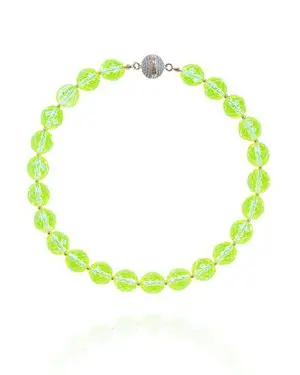 SAULE LABEL Leni Grande Necklace With Beaded, Pave, And Sculptural Elements Lime