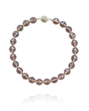 SAULE LABEL Leni Grande Necklace With Beaded, Pave, And Sculptural Elements Mocha