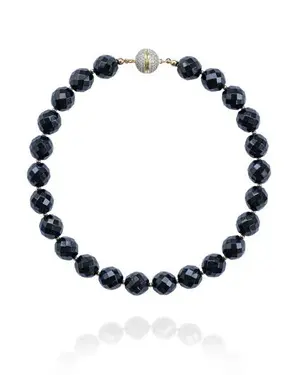SAULE LABEL Leni Grande Necklace With Beaded, Pave, And Sculptural Elements Noir