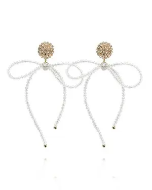 SAULE LABEL Saulė Label Lucia Bow Earrings With Crystal Rhinestone Studs Crystal Dream