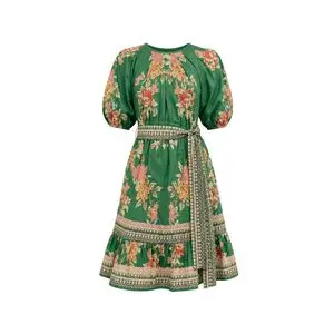 RAISHMA Petula Floral Print Cotton Poplin Mini Dress - Green