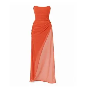 SAN MALÓ Chiffon Draped Strapless Top - Red