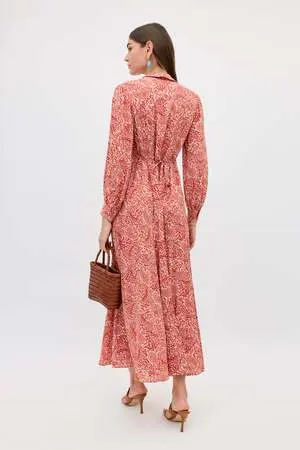 Rixo Maddison Woodcut Gremlin Print Shirt Dress