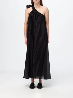 MEIMEIJ Meimei One-shoulder Pleated Asymmetrical Midi Cocktail Dress - Black