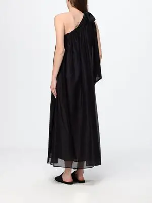 MEIMEIJ Meimei One-shoulder Pleated Asymmetrical Midi Cocktail Dress - Black