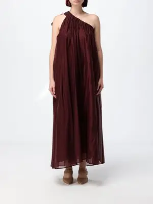 MEIMEIJ Meimei One-shoulder Pleated Asymmetrical Midi Cocktail Dress - Wine