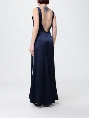 Off-White Satin Asymmetrical Midi Dress