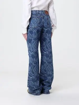 Etro Cotton Denim Flared Jeans With Paisley Print