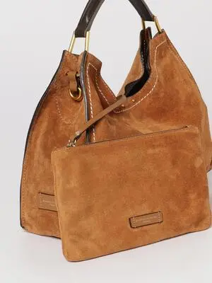 GIANNI CHIARINI Suede Top Handle Bag - Brown