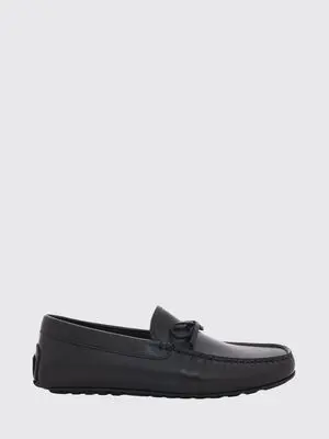 BOSS Smooth Leather Driver Loafers With Rubber Sole - Black