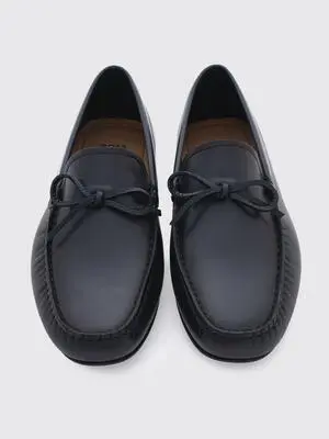 BOSS Smooth Leather Driver Loafers With Rubber Sole - Blue