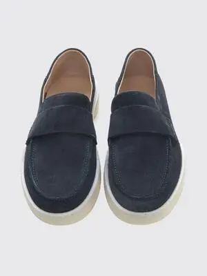 BOSS Suede Loafers With Penny Bar And Rubber Sole - Blue