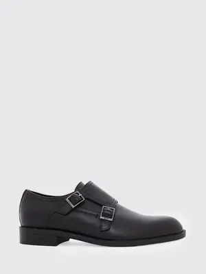 BOSS Smooth Leather Monk Strap Shoes - Black