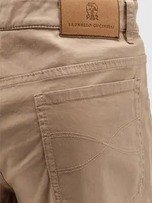 Brunello Cucinelli Cotton Stretch Slim Fit Trousers - White