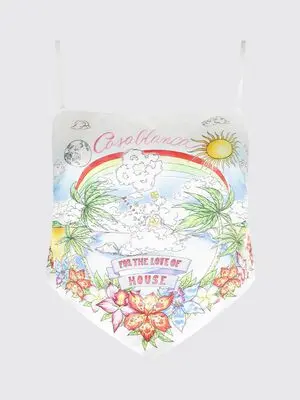 Casablanca Better Days Printed Cotton Cropped Top