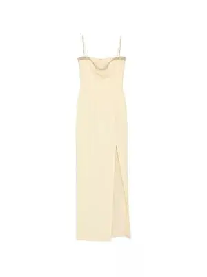 JEAN-LOUIS SABAJI Embellished Sweetheart Neck Crepe Gown - Neutrals