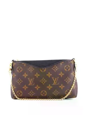 LOUIS VUITTON Pallas Monogram Canvas Clutch Bag With Leather - Brown