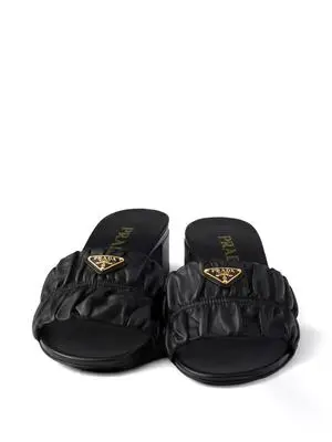 Prada Matelassé Nappa Leather Slides - Black