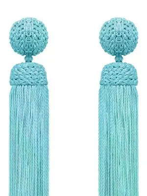 Oscar De La Renta Silk Rope Tassel Clip-on Earrings - Blue