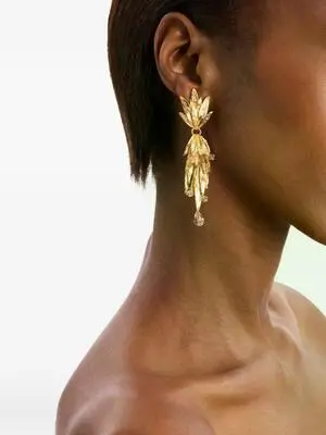 Oscar De La Renta Textured Palm Leaf Drop Earrings - Gold
