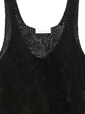 ROBERTO COLLINA Open-knit V-neck Top - Black