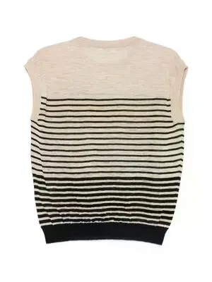 ROBERTO COLLINA Striped Sleeveless Crew Neck Sweater - Neutrals