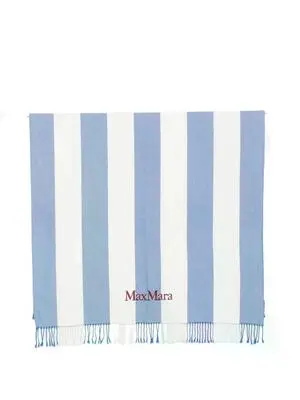 Max Mara Striped Fringed Beach Towel - Blue