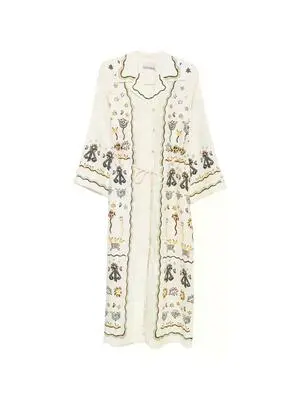 ALEMAIS ALEMAS "Sun Dancer" Graphic Print Tie-Waist Shirt Dress