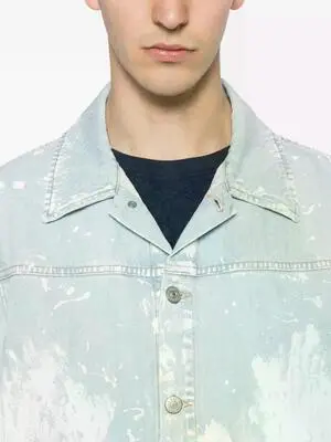MAISON MARGIELA Paint-splatter Denim Jacket - Blue