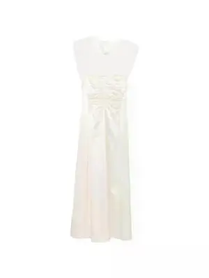 Carven Satin Mock Neck Sleeveless Maxi Dress
