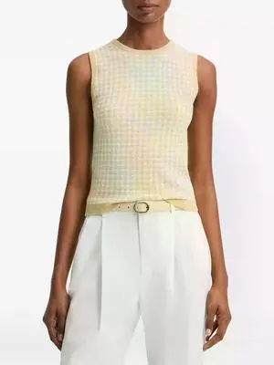 Vince Gingham Check Knitted Tank Top - Yellow