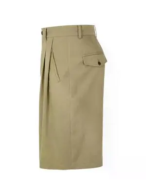 STUDIO TOMBOY Pleated Cotton Tailored Shorts - Neutrals