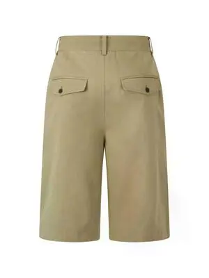 STUDIO TOMBOY Pleated Cotton Tailored Shorts - Neutrals