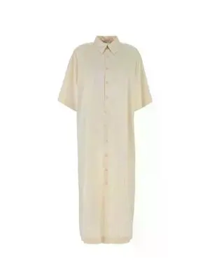 Carven Satin Midi Shirt Dress - Neutrals