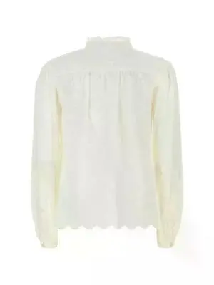Michael Kors Floral Embroidered Scalloped Hem Blouse - Neutrals