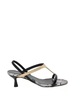 ANGEL ALARCON Snake-effect Slingback Kitten Heel Sandals - Black