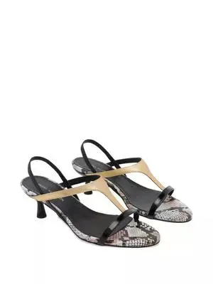 ANGEL ALARCON Snake-effect Slingback Kitten Heel Sandals - Black