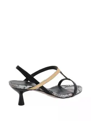 ANGEL ALARCON Snake-effect Slingback Kitten Heel Sandals - Black