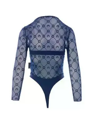 MARINE SERRE Moon Print Mesh Bodysuit - Blue