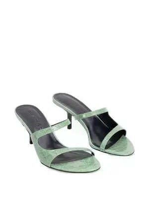 By Far Serena Crocodile-effect Stiletto Sandals - Green