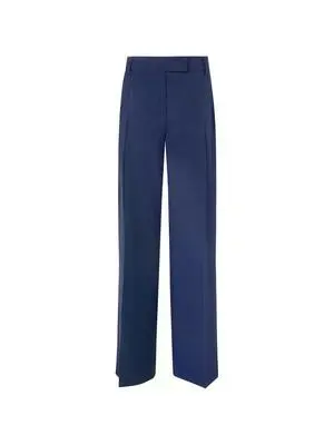 DRHOPE Pleated Straight-leg Trousers - Blue