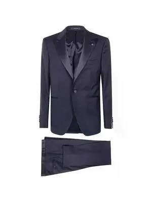 Tagliatore Satin-trim Peak-lapel Suit - Blue